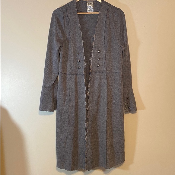 Vocal | Sweaters | Vocal Charcoal Long Knit Sweater Bohemian Lace Cuffs ...